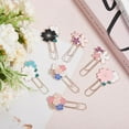 7 Pcs 7 Style Rose Gold Tone Zinc Alloy Enamel Bookmarks Sakura Flower ...