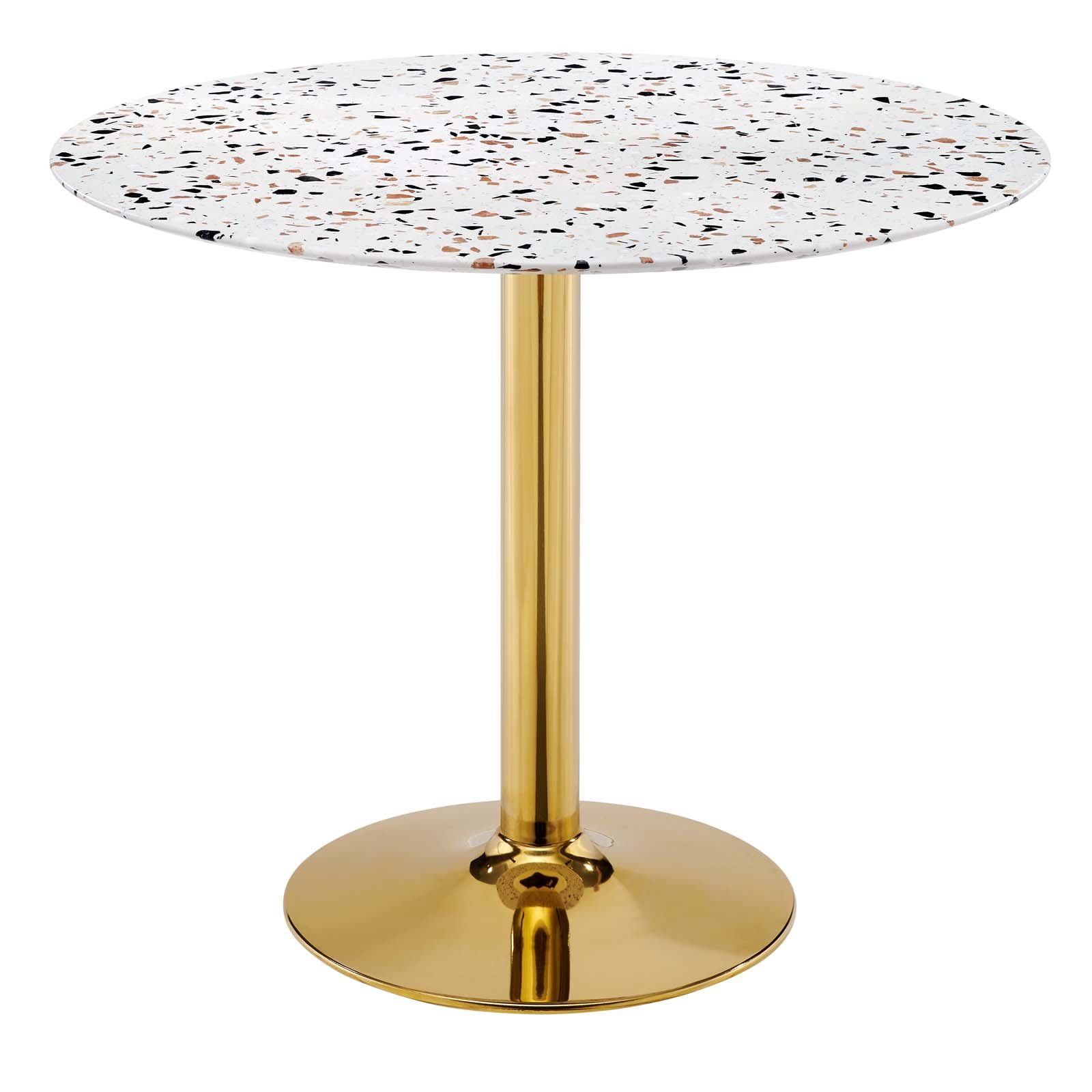 36 inch Dining Table, Round, White Gold, Wood, Metal Steel, Modern ...