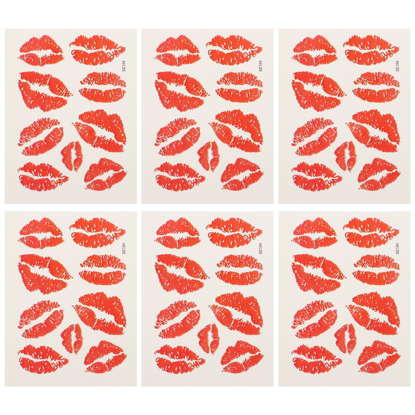 Click here for Masteelfca Red Lips Temporary Stickers 6pcs Sugar... prices