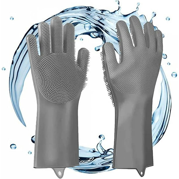 Household Cleaning Gloves Silicone Washing Gloves with Scouring ...