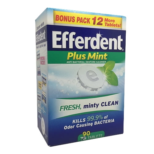 Efferdent Plus Mint Anti-Bacterial Denture Cleanser Tablets - 90 ea, 2 ...