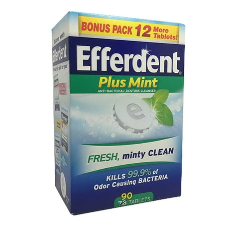 Efferdent Plus Mint Anti-Bacterial Denture Cleanser Tablets - 90 ea, 2 ...
