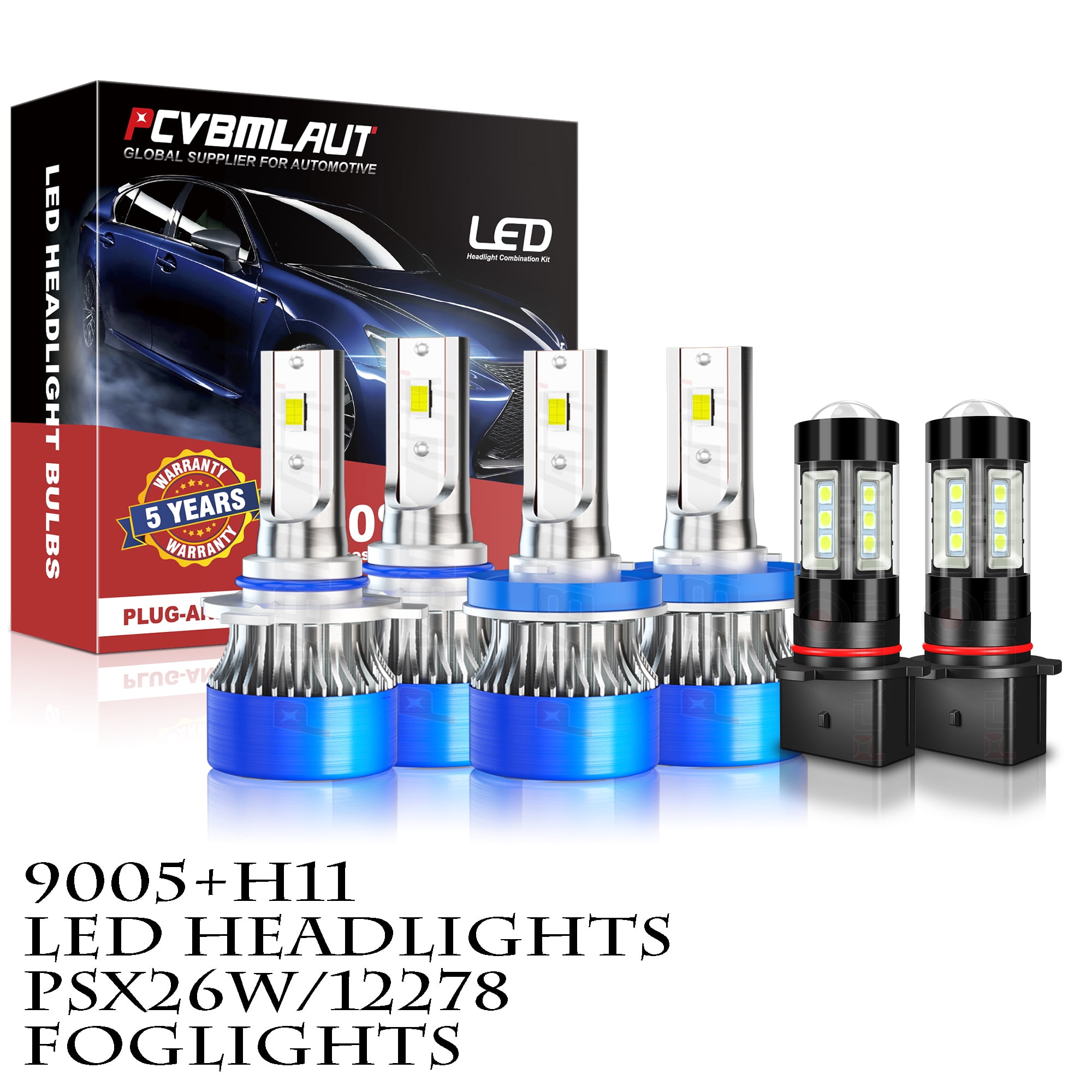 9005 H11 LED Headlights + 12278 Fog Lights Compatible for Toyota ...