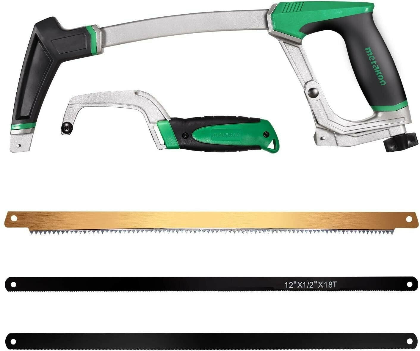 METAKOO Hacksaw Frame Set, Standard and Mini Hacksaw, 12" Replaceable ...