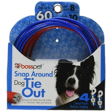 Snap Around 2 Piece Dog Tree Tie Out Tether Cable Secure System Hold Up ...