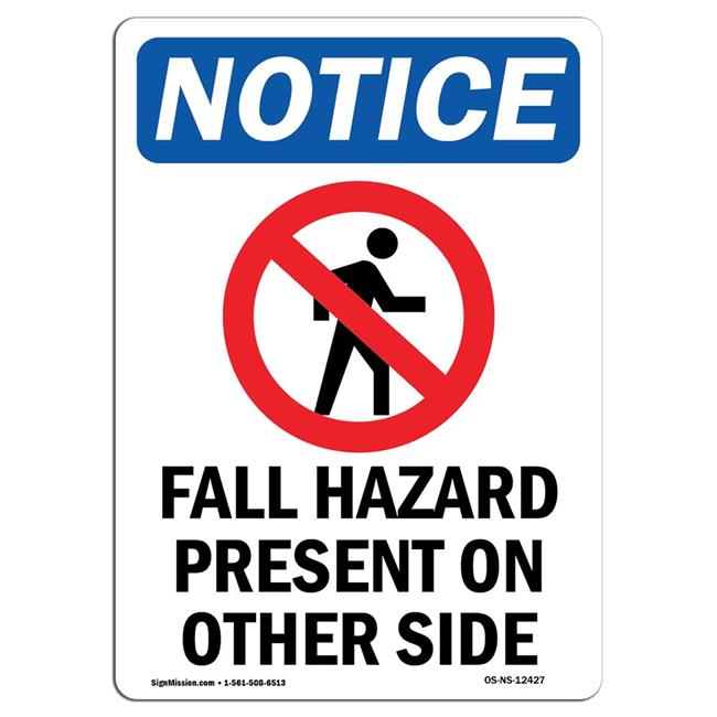 Notice Fall Hazard Present with Symbol OSHA Decal Sign - Walmart.com