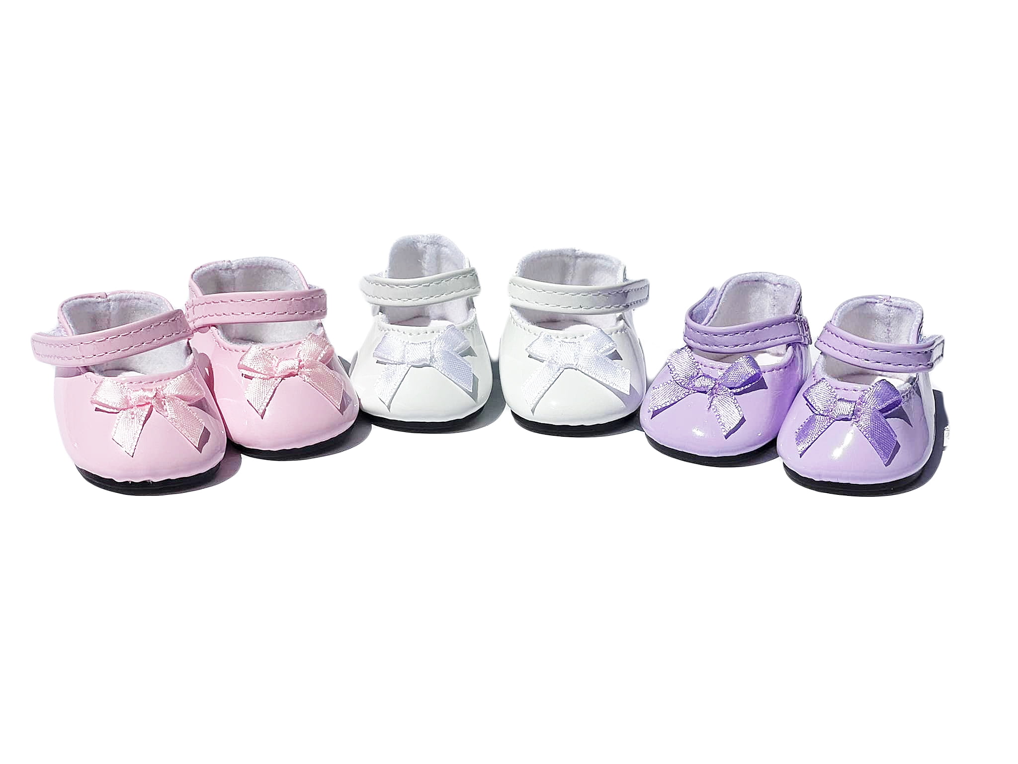 18 Inch Doll Shoes- 3 Pairs of Bow Mary Janes Fits 18 Inch Dolls-18 ...