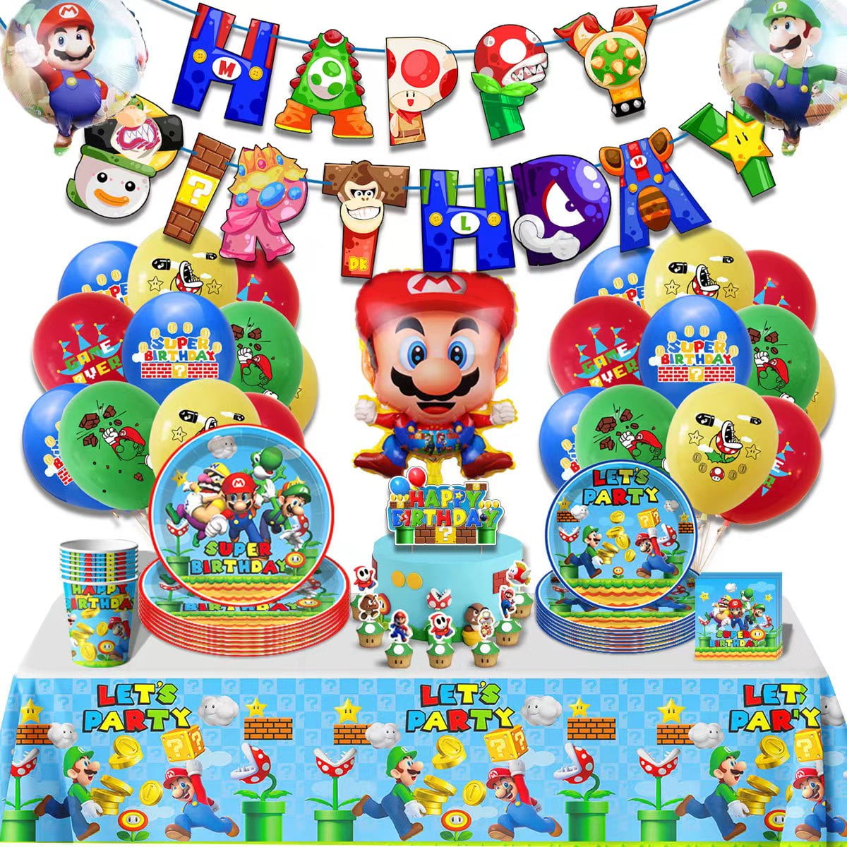 Decoración para fiesta de cumpleaños de Super Mario Bros, juego de ...