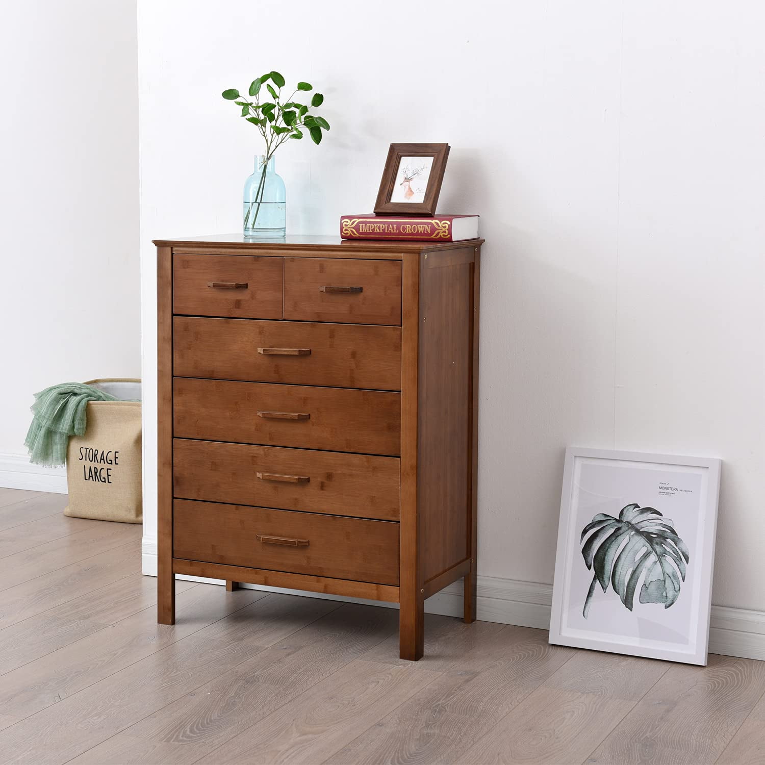 Maydear Bamboo 5-Drawer Chest, Dresser Chest with Drawers, Ideal for ...