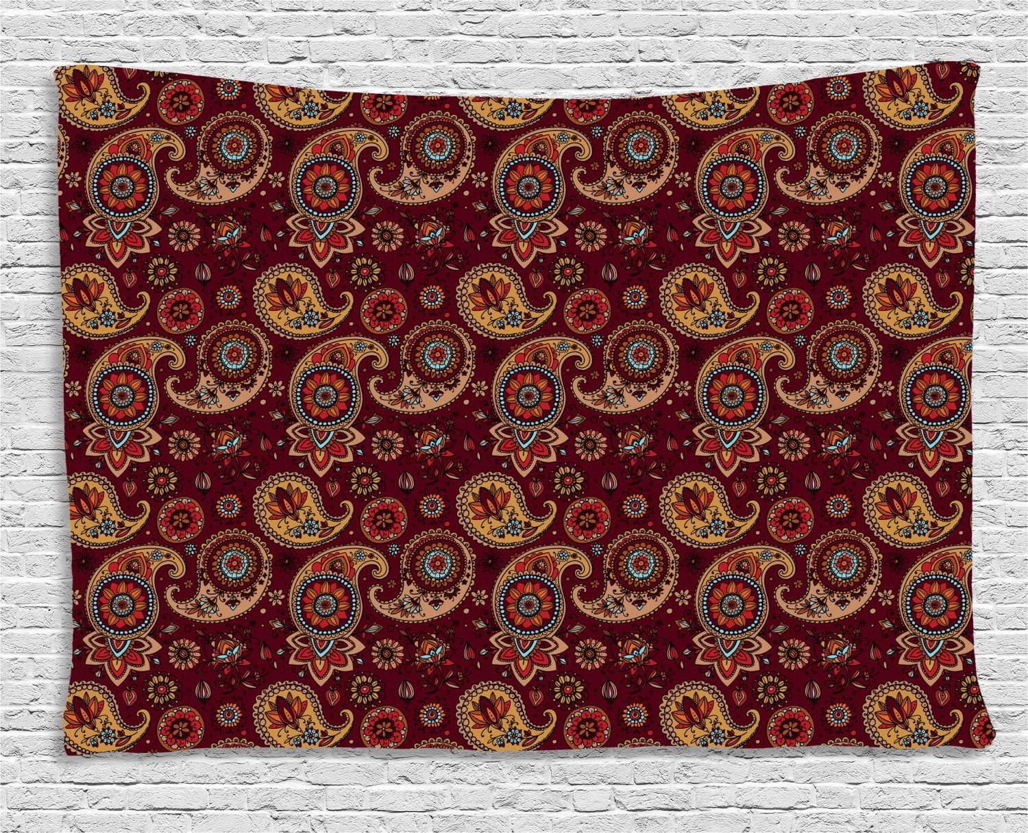 Paisley Tapestry, Middle Eastern Culture Stylized Pattern Tribual ...