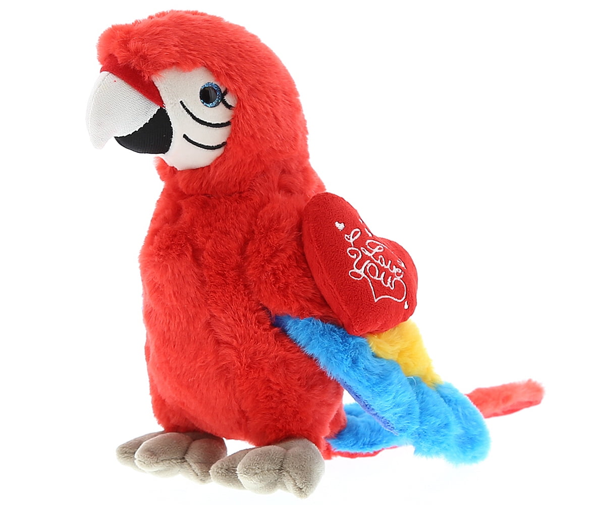 DolliBu I Love You Tropical Red Parrot Plush Stuffed Animal with Heart ...