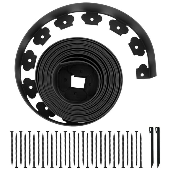 33 ft x 4 in Plastic Garden Landscape Edging Roll with 30 Spikes 2 ...