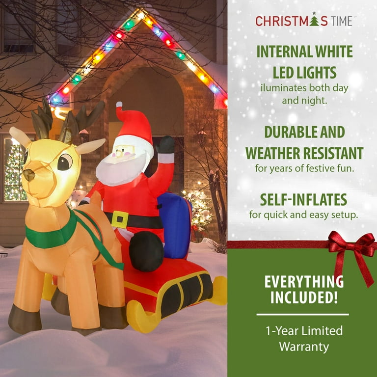 Christmas Santa Reindeer Stable Airblown Inflatable 12