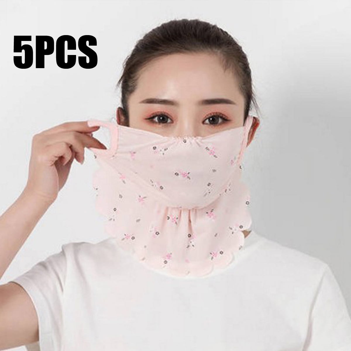Meidiya 5Pcs Women Floral Print Neck Gaiter Face Mask with Adjustable ...