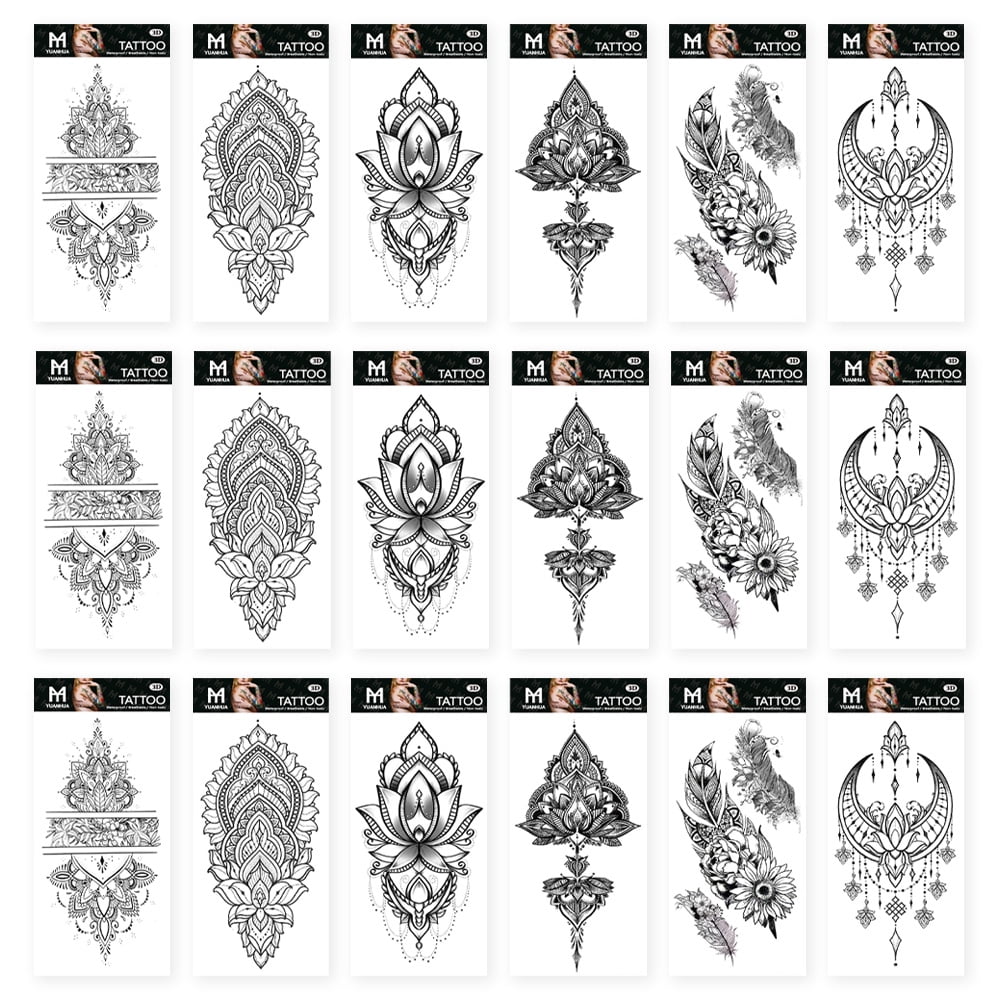 18 Sheets Temporary Tattoo For Men Adults Fake Tattoo For Women Sleeve ...