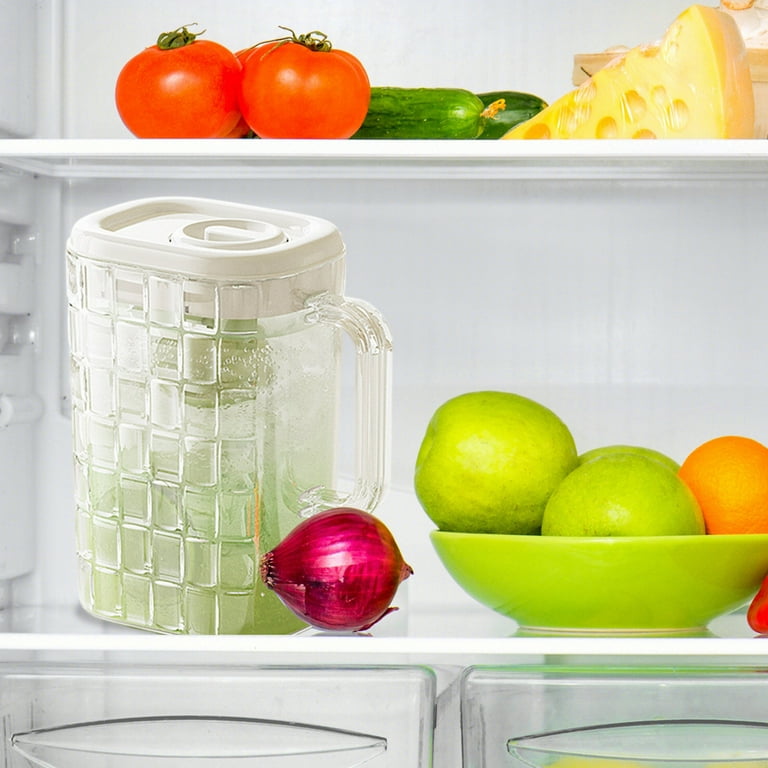 Plastic Water Pitcher with Lid for Refrigerator Door, 2L Slim Wide ...