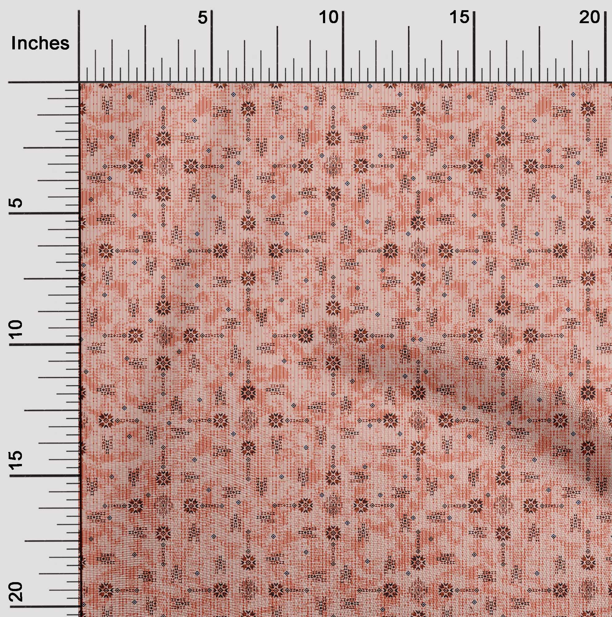 oneOone Silk Tabby Peach Fabric Geometric Texture Sewing Material Print ...