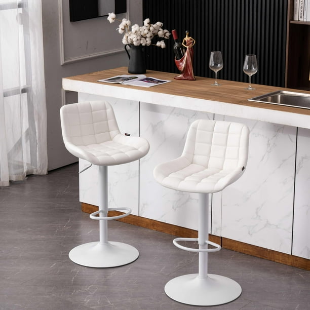 YOUNIKE Bar Stools with Soft Cushion Set of 2 Adjustable Swivel Bar ...