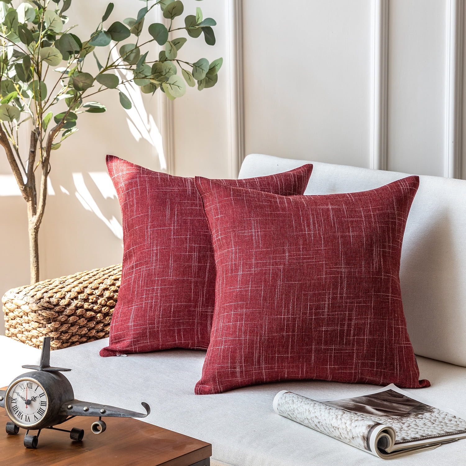 Phantoscope Soft Textured Linen Burlap Series Decorative Throw Pillow ...