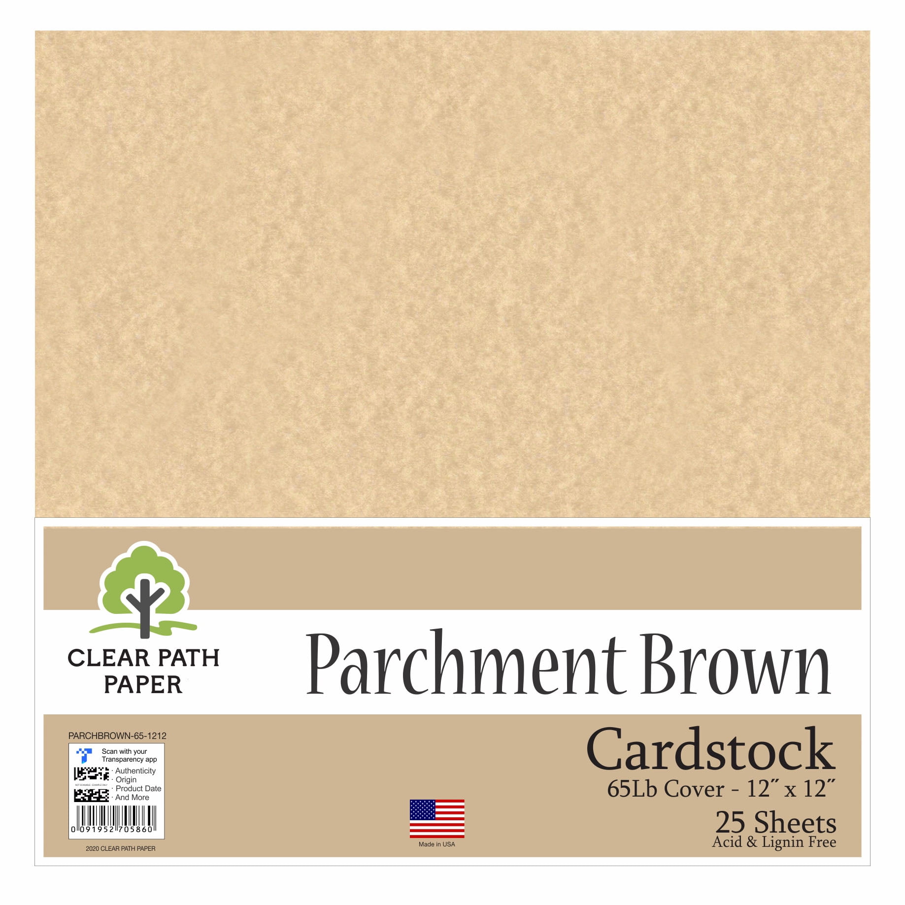 Parchment Brown Cardstock - 12 x 12 inch - 65Lb Cover - 25 Sheets ...