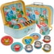 15 Piece Girls Pretend Toy Tin Tea Set Carrying Case Ballea - Walmart.com