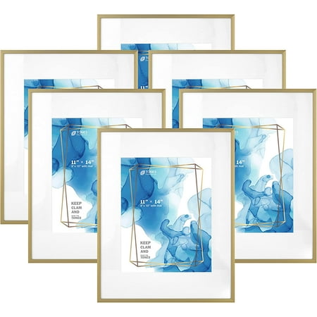 DDER 11x14 Metal Photo Picture Frame, Gold Beveled Frame (Aluminum ...