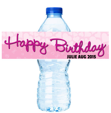 Happy Birthday Pink Party Decoration 15ct Water Bottle Label Stickers ...