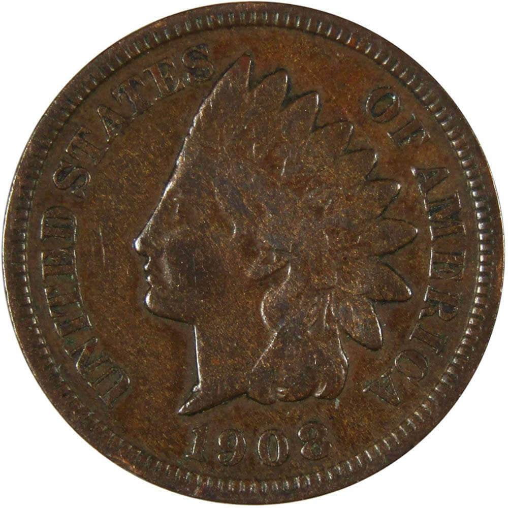 1908 S Indian Head Cent F Fine Penny 1c Coin - Walmart.com