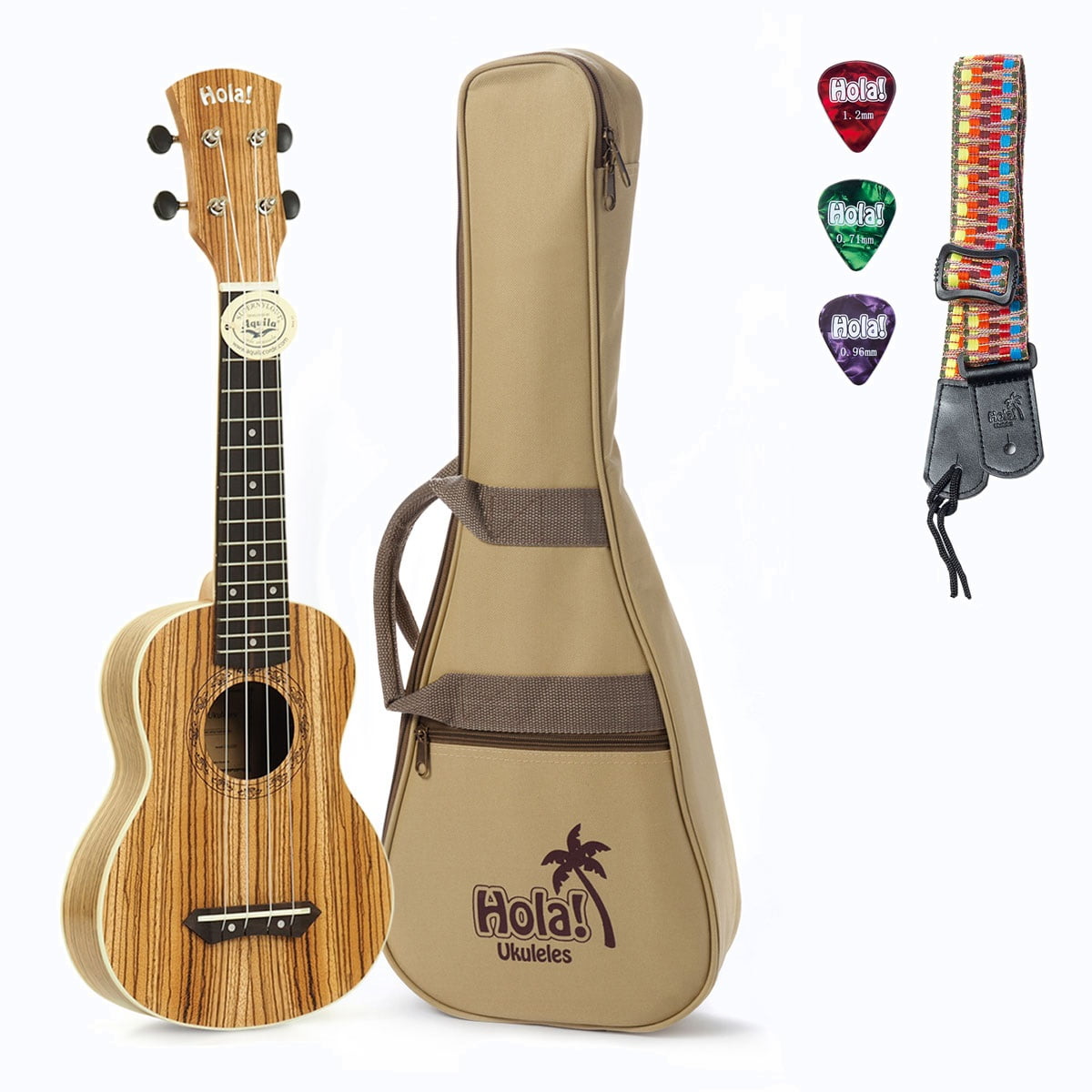 Hola! Music HM-121ZW+ Deluxe Soprano Ukulele Bundle with Aquila Strings ...