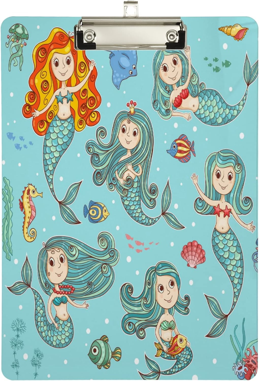 FMSHPON Beautiful Underwater Mermaid Seahorse Fish Clipboard Hardboard ...