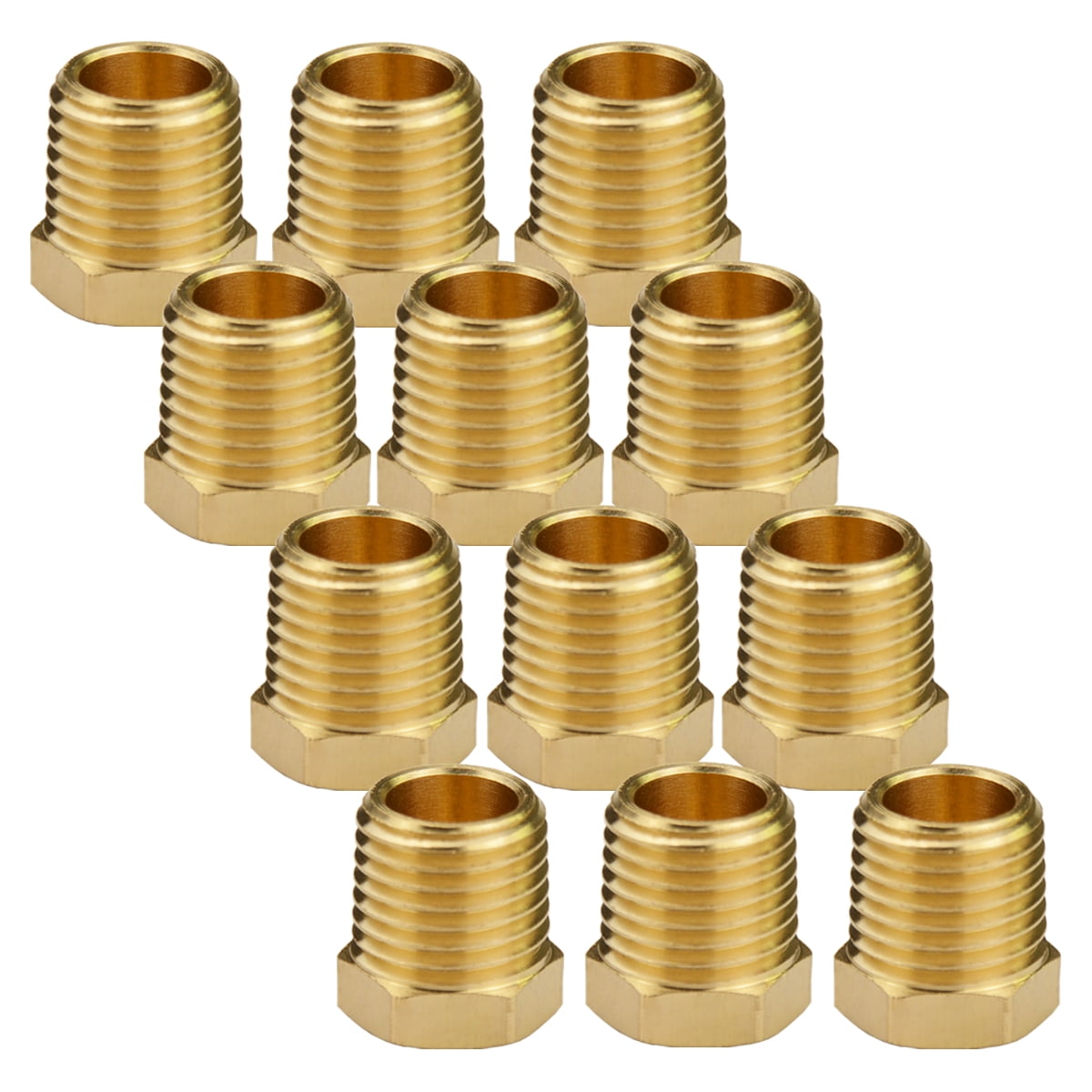 (12 Pack) 1/4 Inch NPT Male Brass Pipe Plug, Brass Outer Hex Thread ...