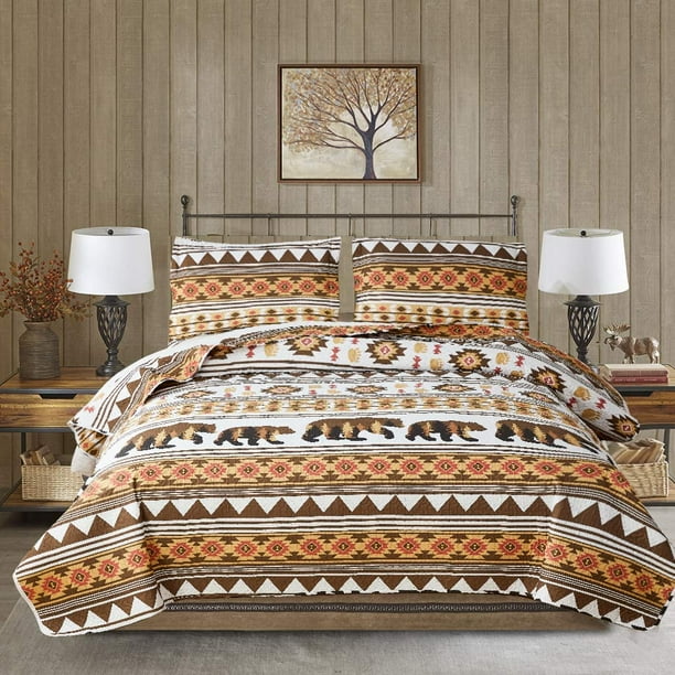 ARL HOME Quilt Set Queen Size Rustic Bedding Cabin Quilt Bedspread ...