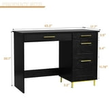 DreamCurship Small Computer Desk with Drawers, Black Desk with Storage ...
