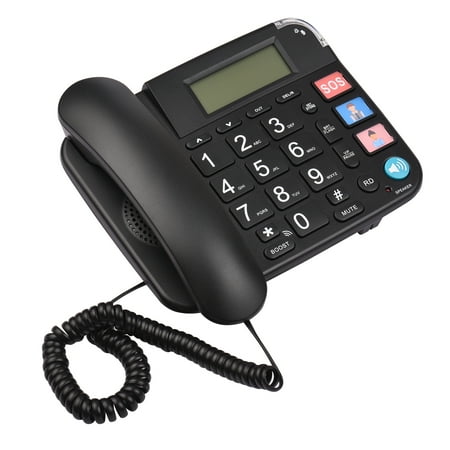 Amdohai Black Corded Phone with Big Button Desk Landline Phone Telephone Support Hands-Free ...