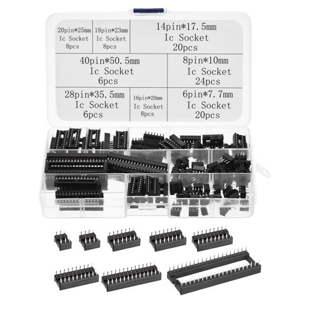 Uxcell DIP IC Chip Socket Adaptor 2.54mm Pitch Dual Row Flat Pins ...