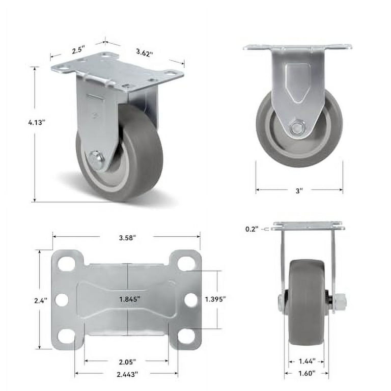 Caster Wheels, 3-inch Swivel Plate Casters, Set Of 4, With Security A/B ...