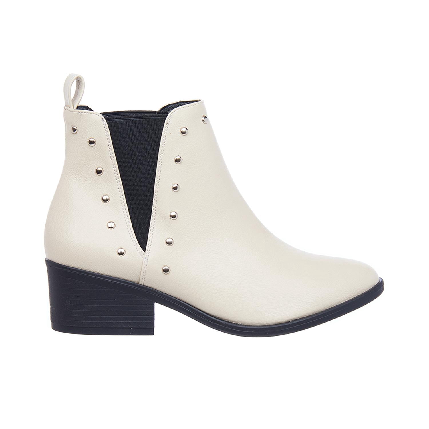 Botines Para Mujer Chelsea Tacón Bajo Con Estoperoles blanco 26 ...