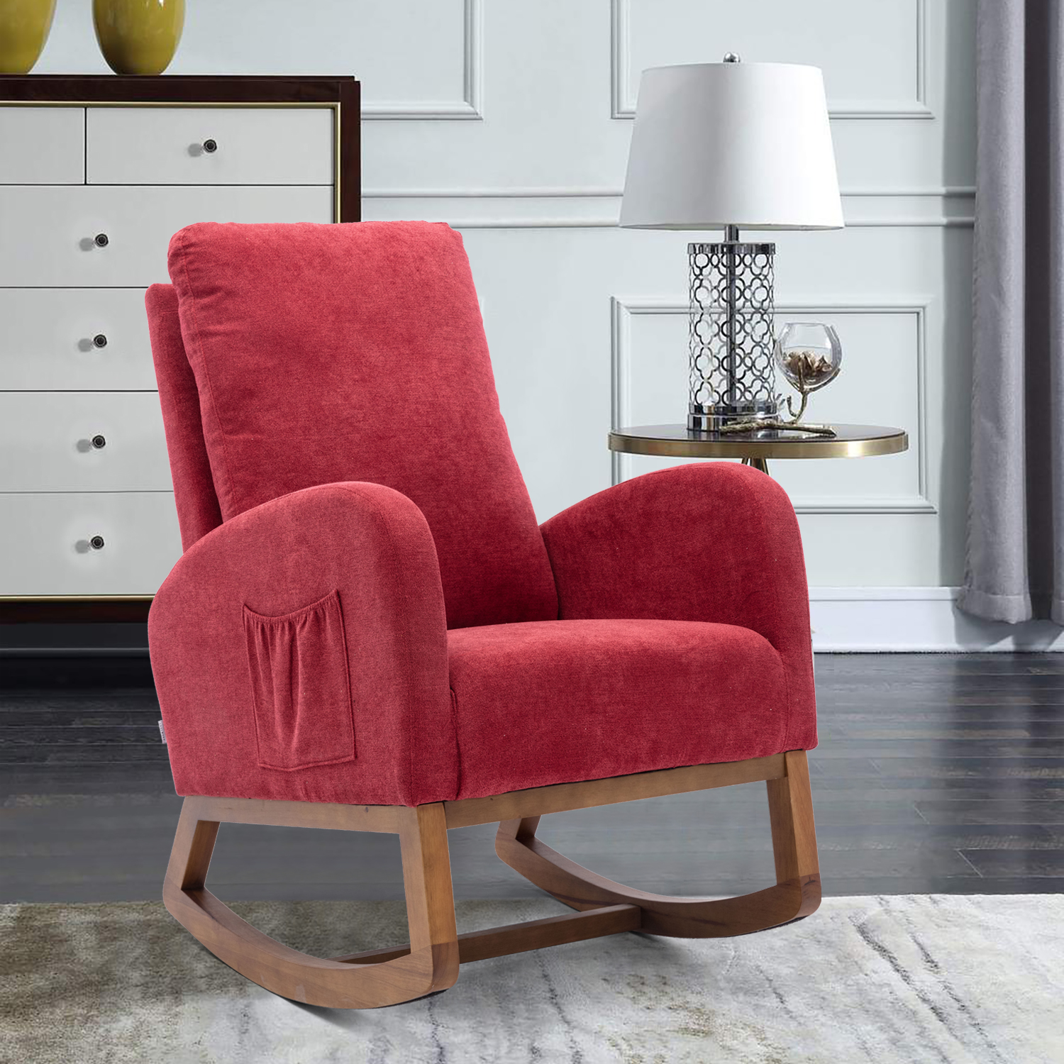 Luccalily Rocking Accent Chair, Upholstered Glider Chair with Fabric ...