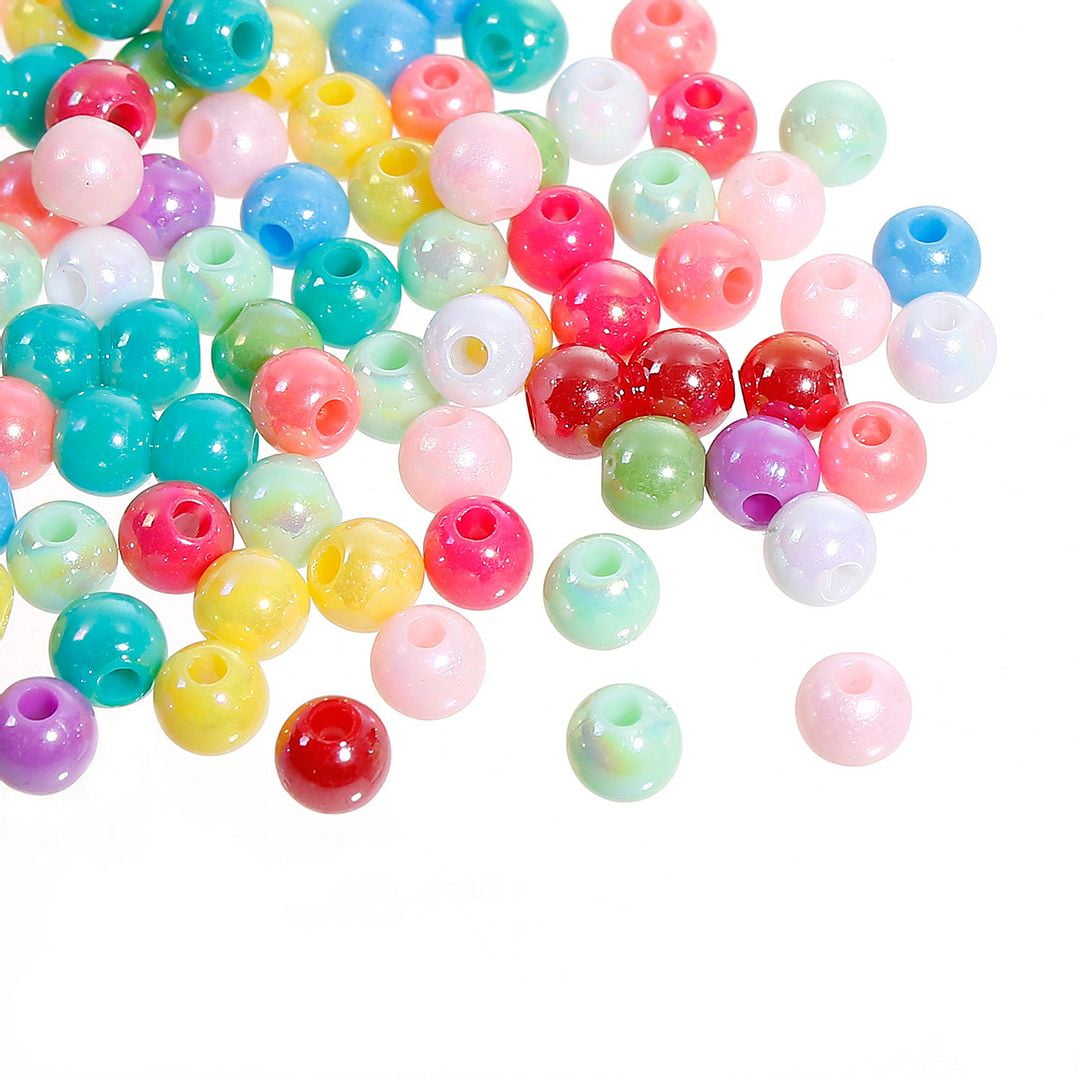 2000 Round Assorted Pastel Acrylic Beads 6mm with 1.9mm Large Hole ...