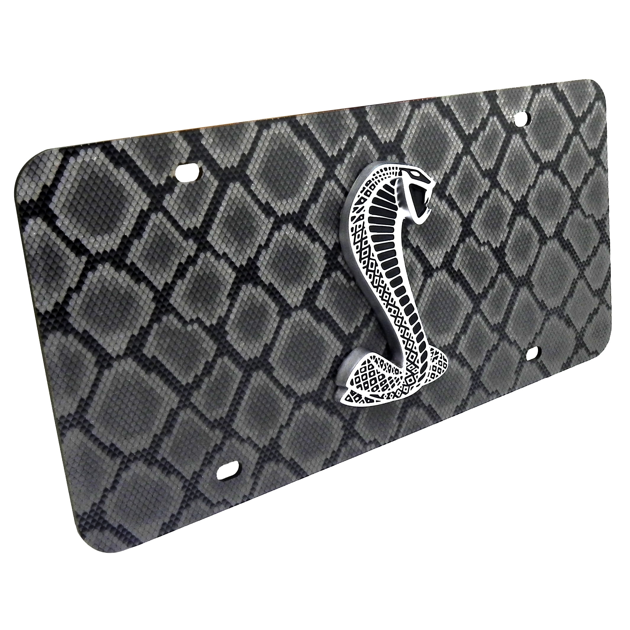 Ford Mustang Cobra 3D Logo on Snakeskin Texture Black Acrylic License ...