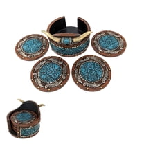 Coaster Set of 4 Western Cowboy-Inspired Coasters for Drinks, Floral ...