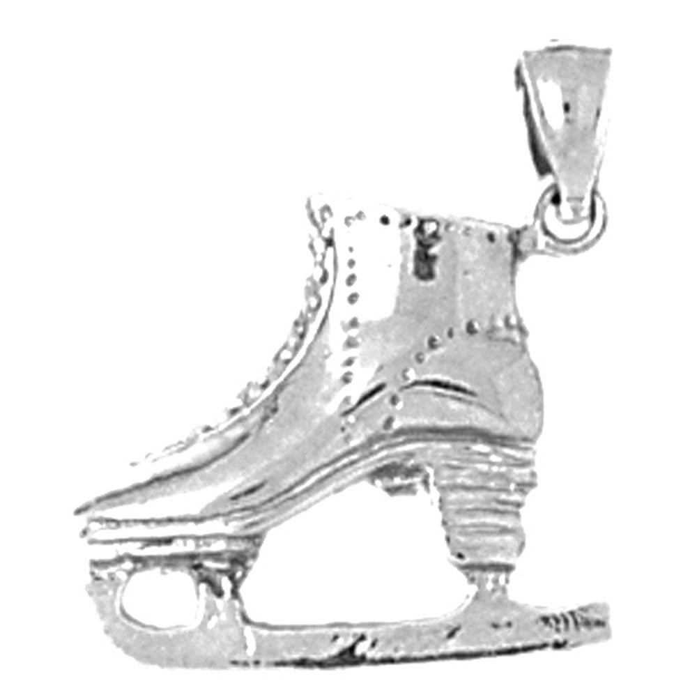 18K White Gold Ice Skate Pendant - 20 mm - Walmart.com