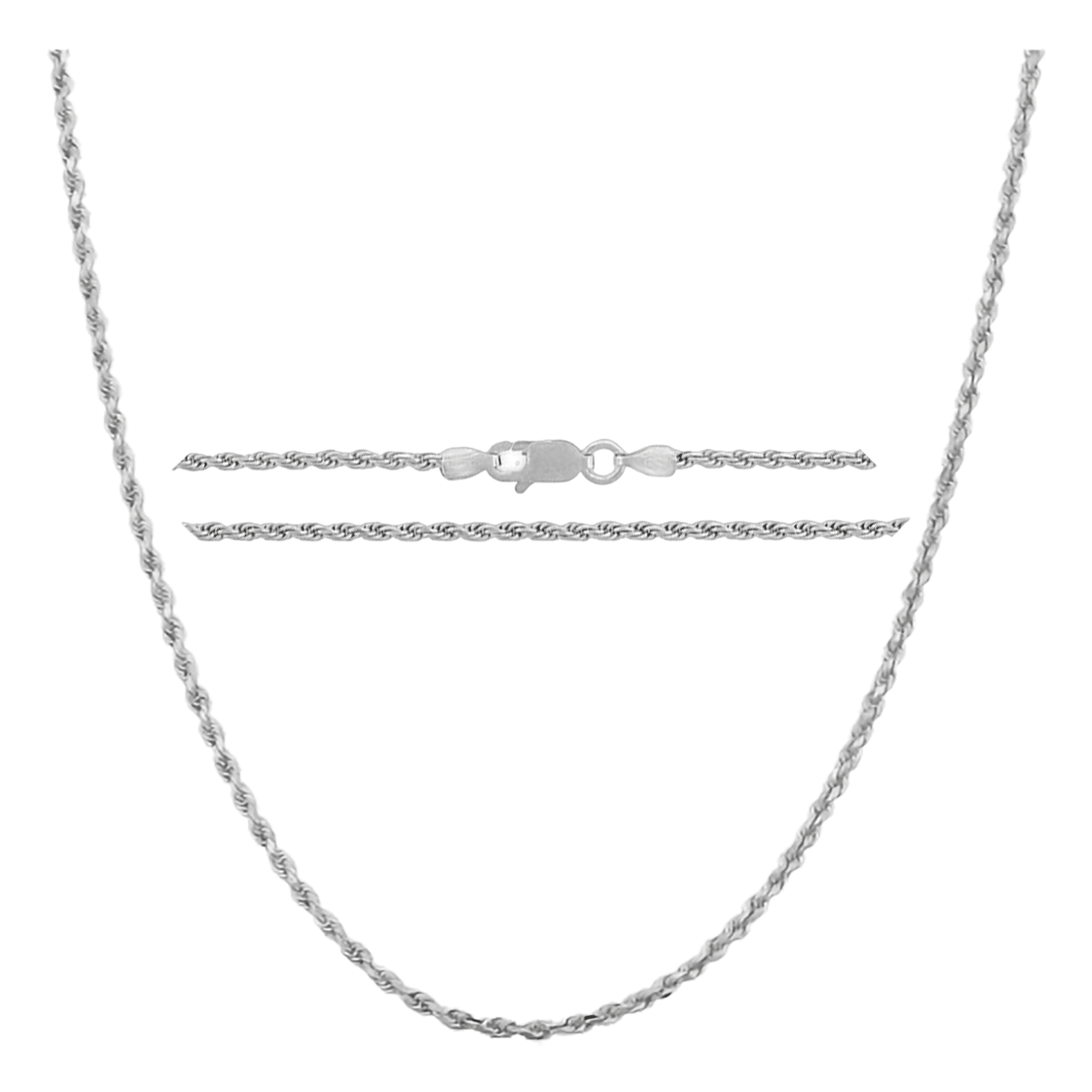 Sterling Silver 925 Daimond Cut Rope Chain 1.5MM, 16"-24", Braided ...