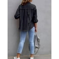 Women s Casual Denim Jacket Frayed Hem Ripped Long Sleeve Jean Jacket ...