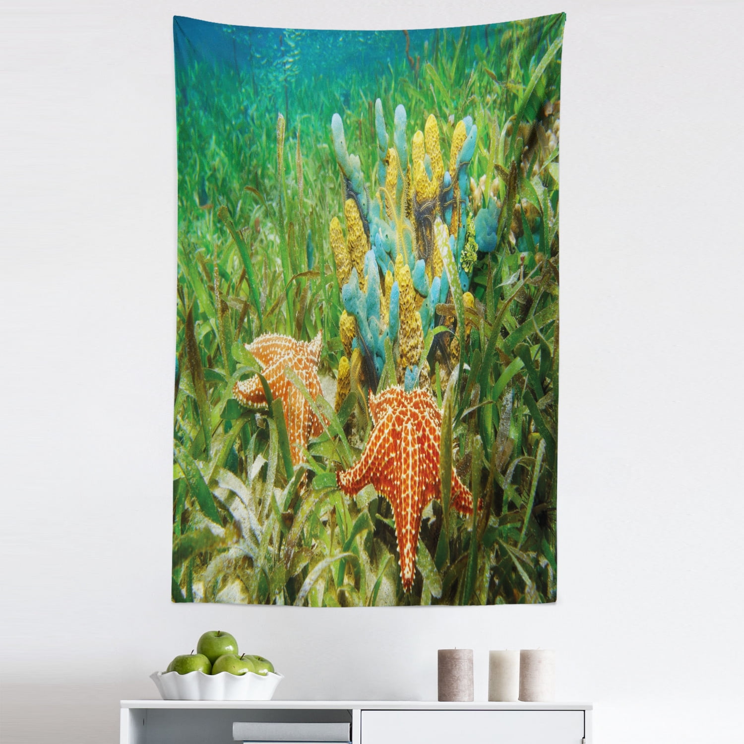 Starfish Tapestry, Underwater Marine Life with Colorful Sponges and ...