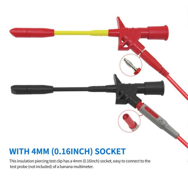 2pcs P5005 Fully Insulated Quick Piercing Test Clips Multimeter Test ...