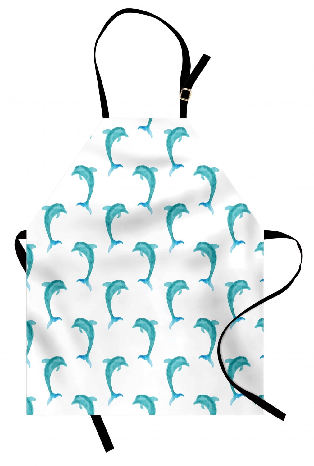 Sea Animals Apron Aqua Watercolor Artwork Dolphin Figures Ocean Playful ...