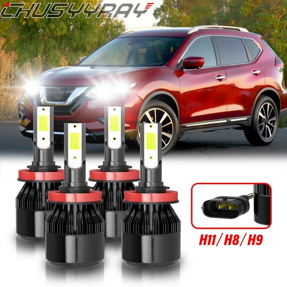 4x LED H11/H9/H8 High Low Beam Headlights White Ultra Brighter for Jeep ...
