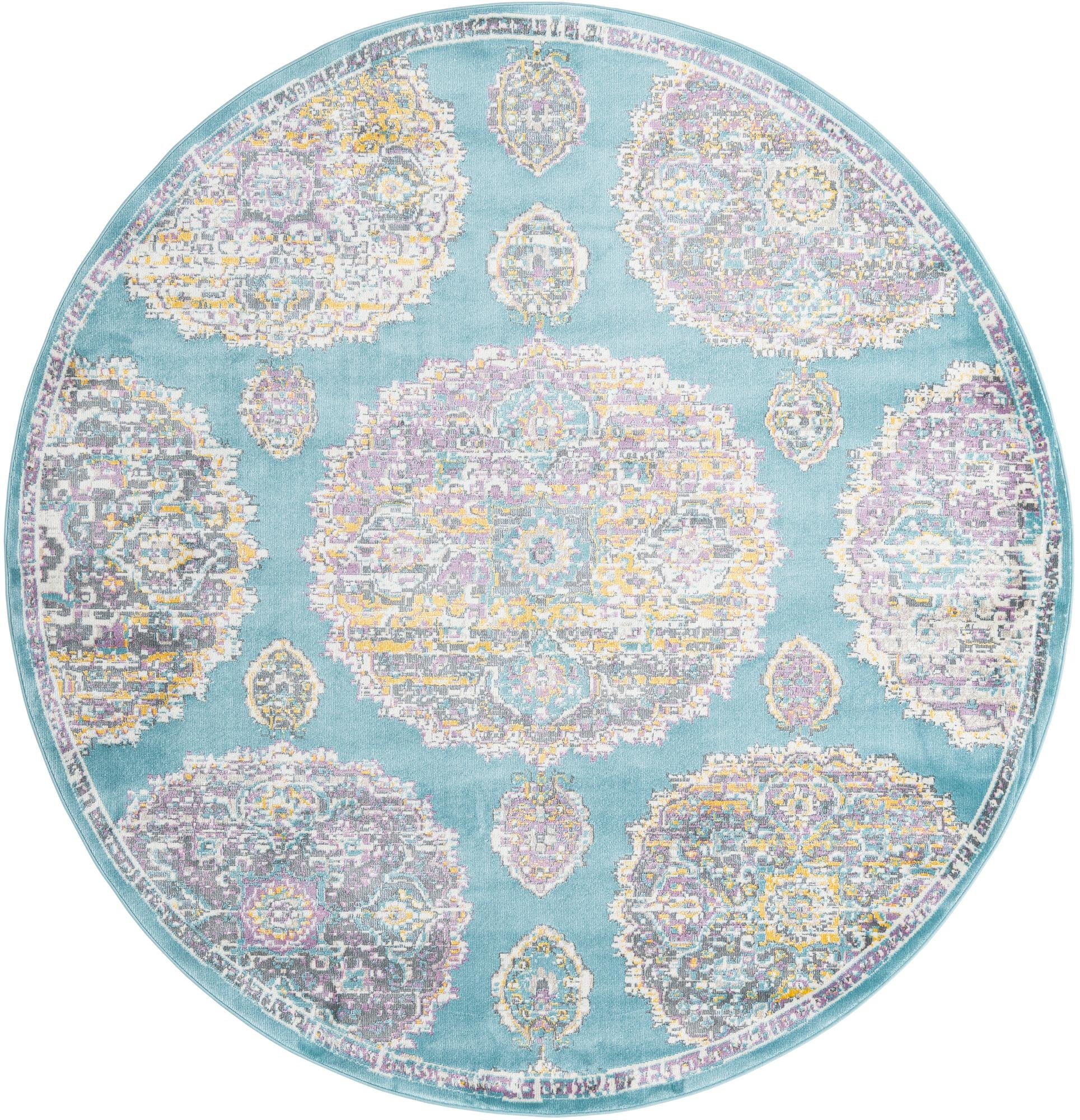 Rugs.com Paragon Collection Rug – 8 Ft Round Blue Medium-Pile Rug ...