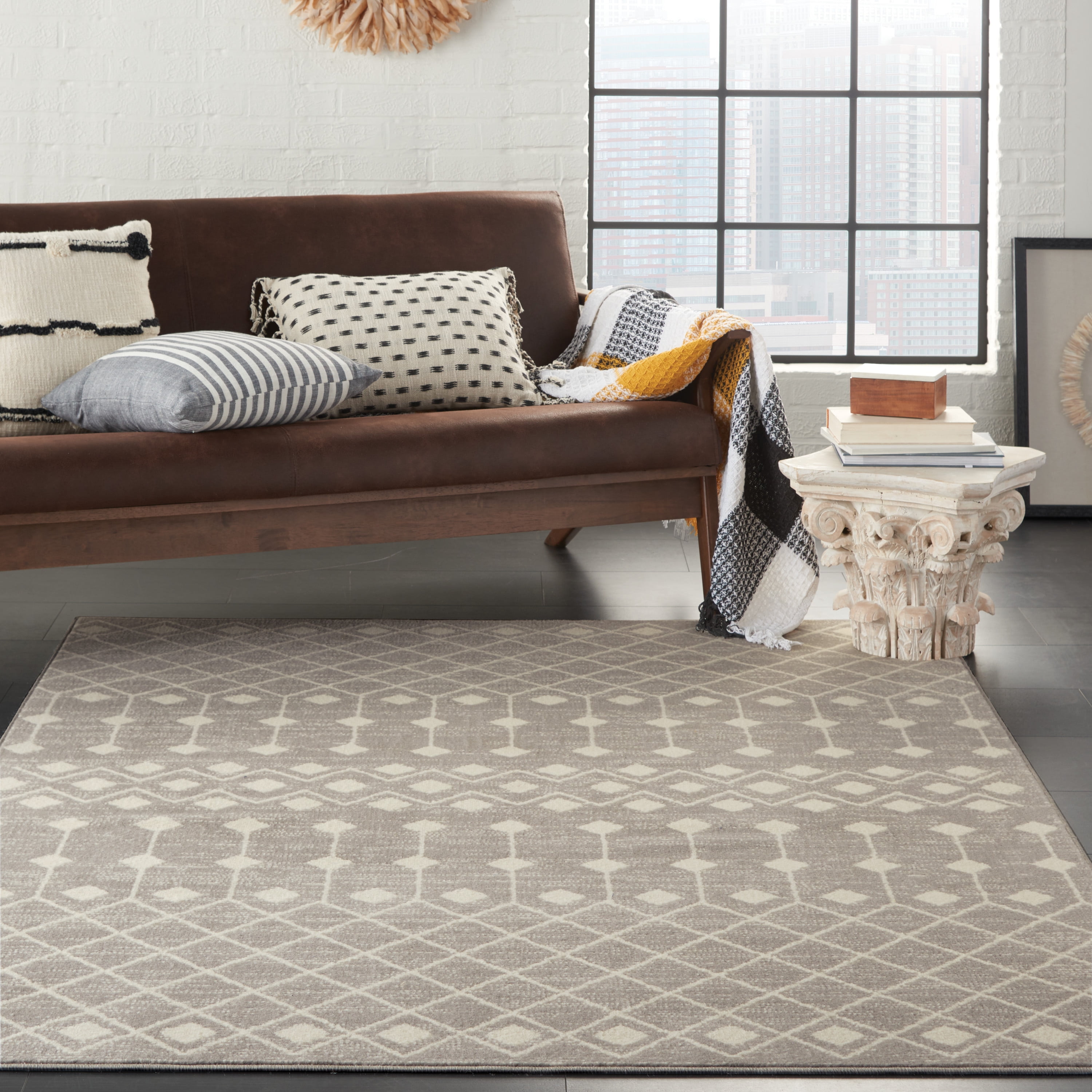 Nourison Grafix Moroccan Grey 6' x 9' Area Rug, (6x9) - Walmart.com